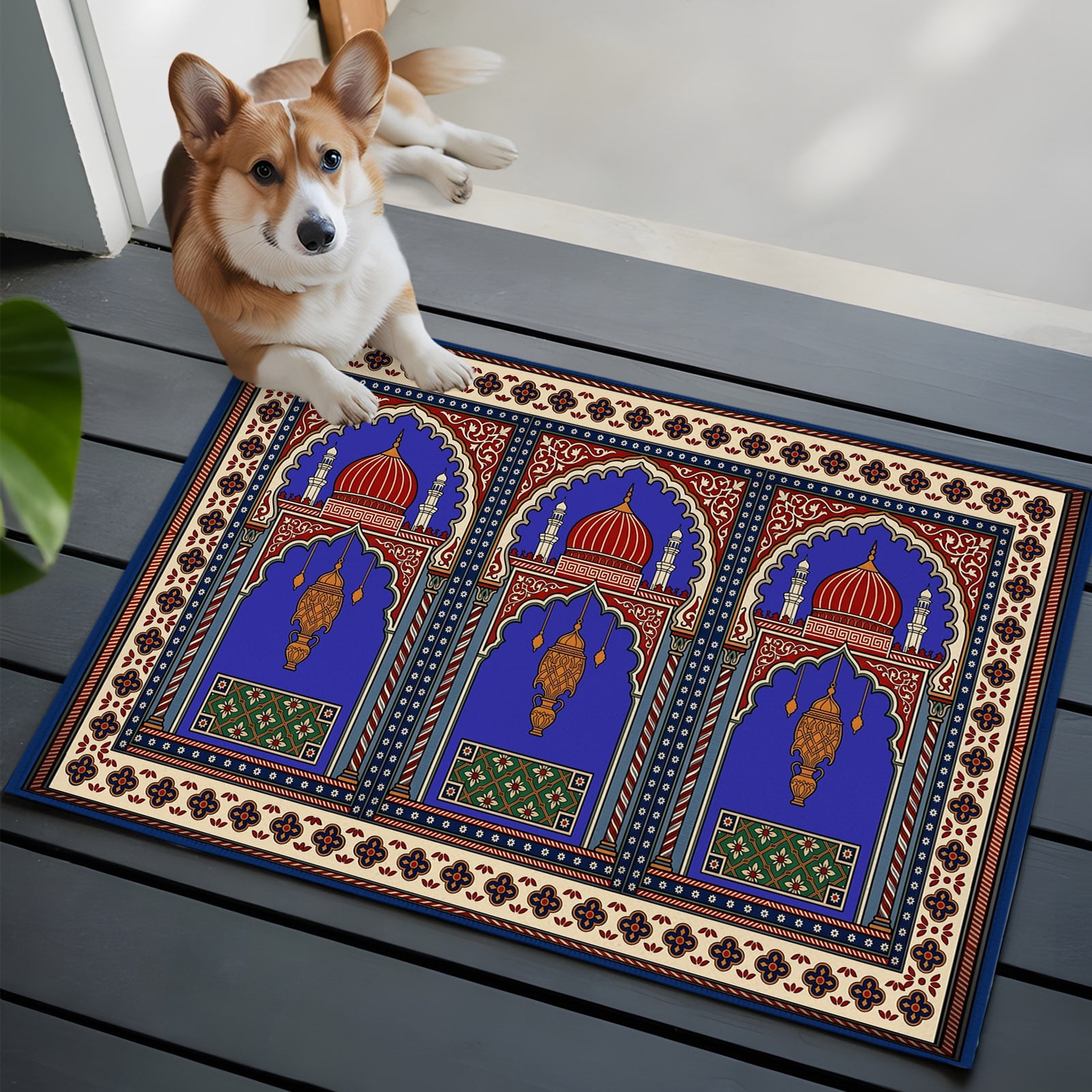 Archway Columns Washable Entry Rug 2x3 Vintage Ethic Traditional Blue ...