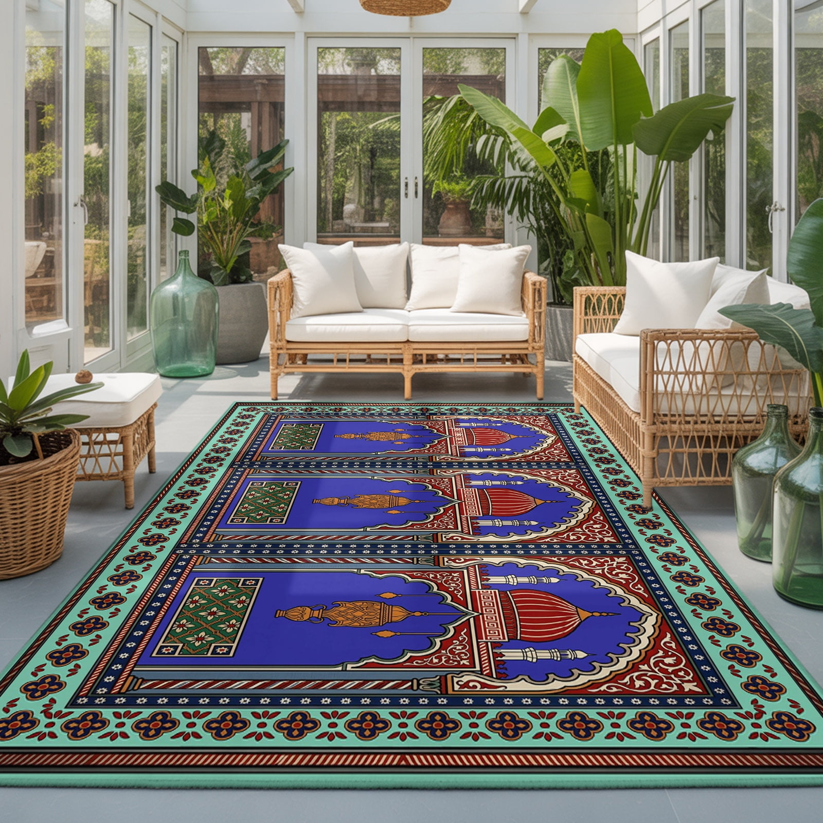 Archway Columns Washable Living Room Rugs 9'x12', Vintage Ethic ...