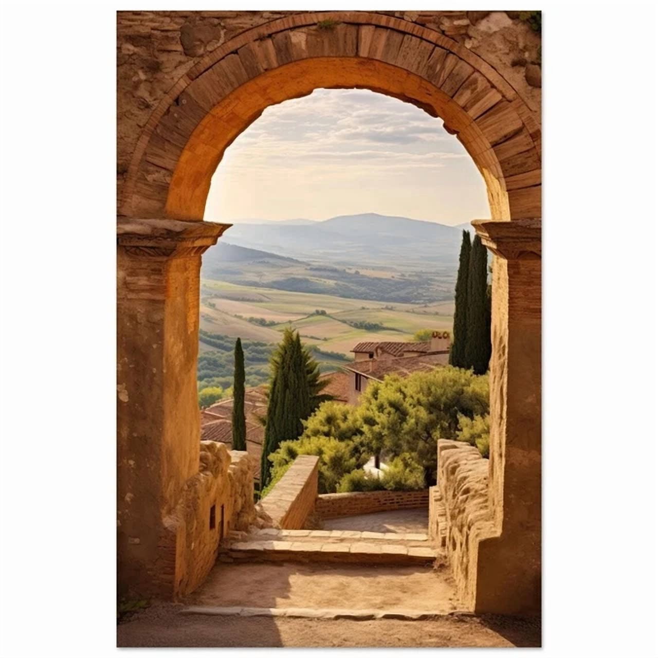 Archway Looking At Tuscany Hills Italian Wall Art Home Decor Vintage ...