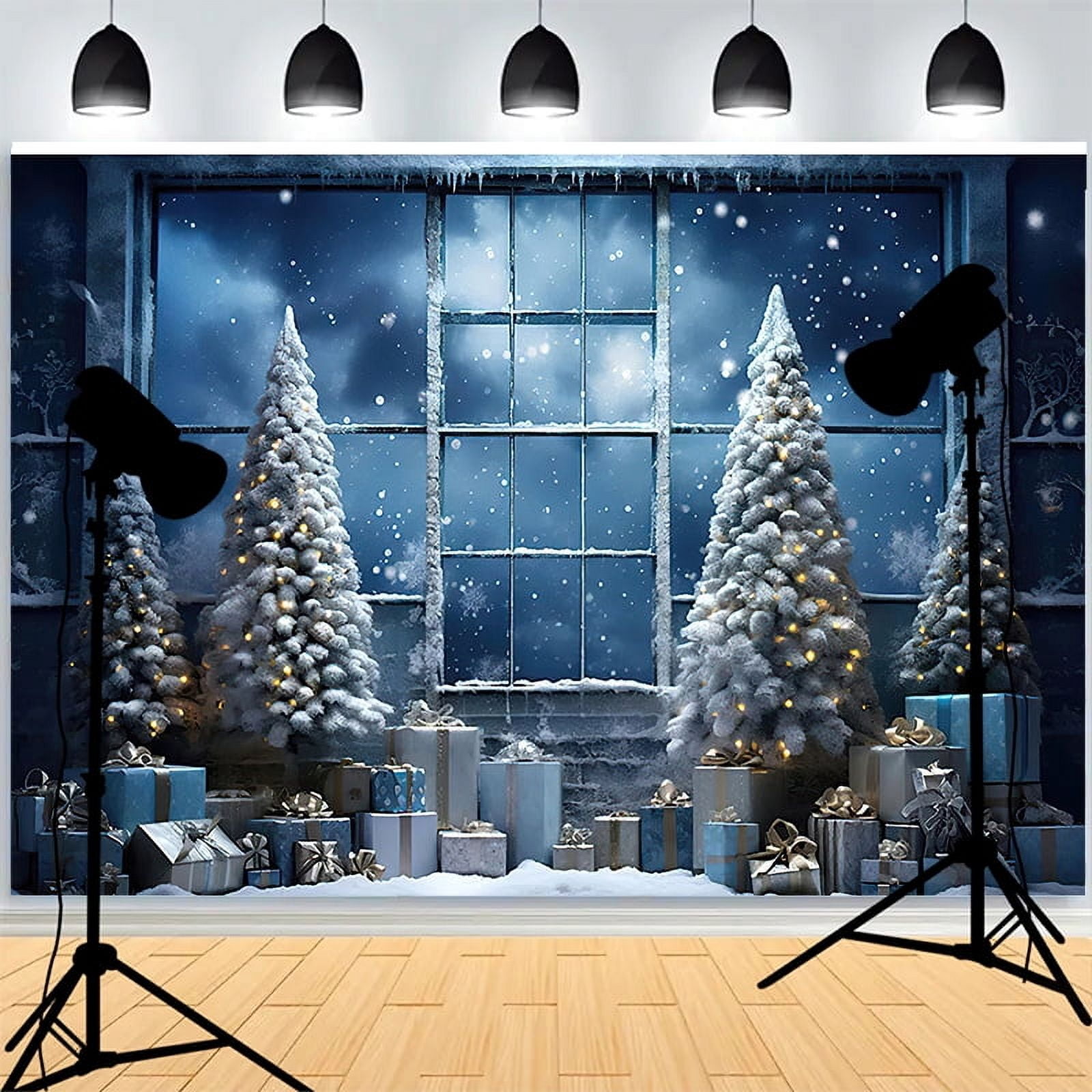 Archway Snow Christmas Day Background Fireplace Living Room Window ...