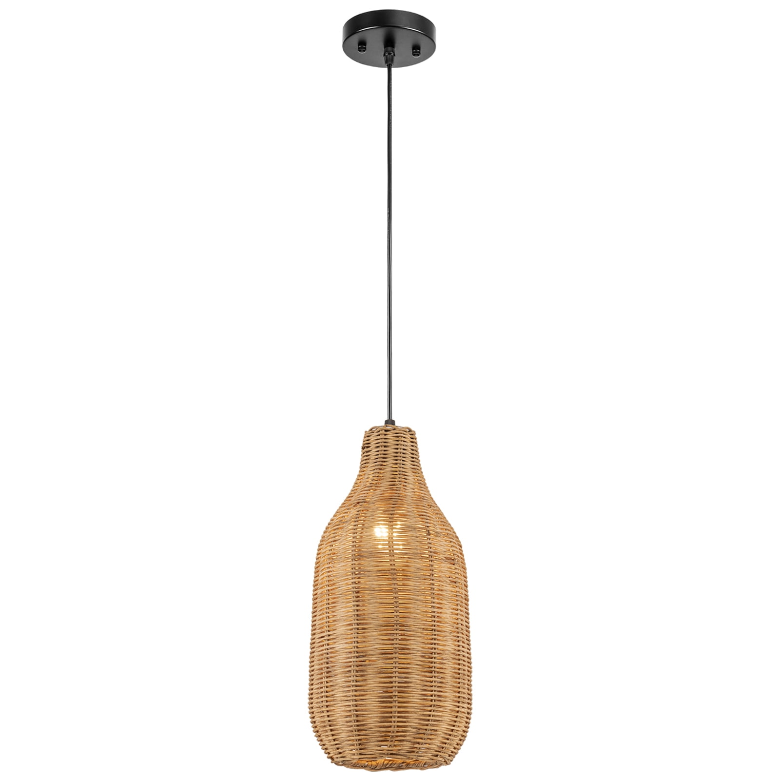 ArcoMead Rattan Pendant Lighting, Handmade Bamboo Lampshade Weave ...