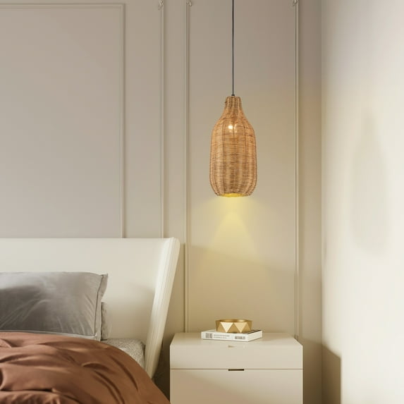 ArcoMead Rattan Pendant Lighting, Handmade Bamboo Lampshade Weave ...