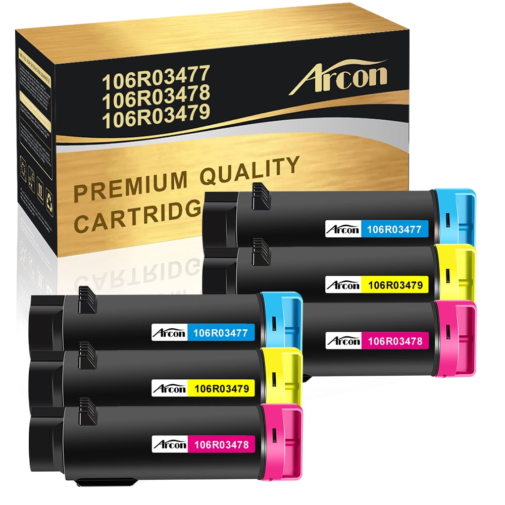 Arcon 6-Pack Compatible Toner for Xerox 106R03477 106R03478 106R03479 ...