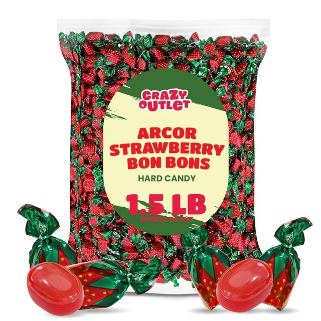 Arcor Strawberry Bon Bons Hard Candy, Sachet Wrap, Bulk Pack 1.5 Pounds ...