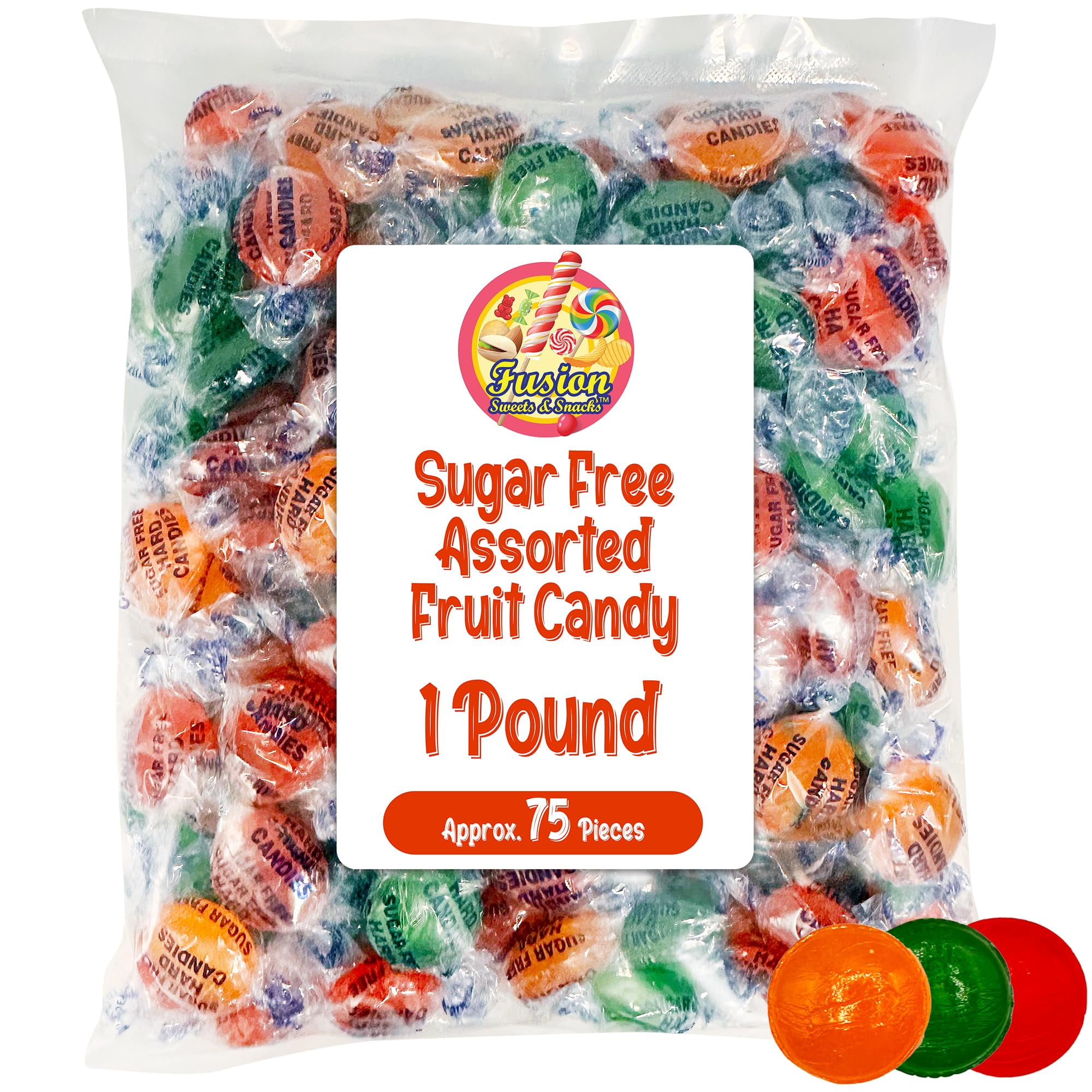 Arcor Sugar Free Assorted Fruit Flavor Hard BCF26 Candy - 1 lb Bulk Bag ...