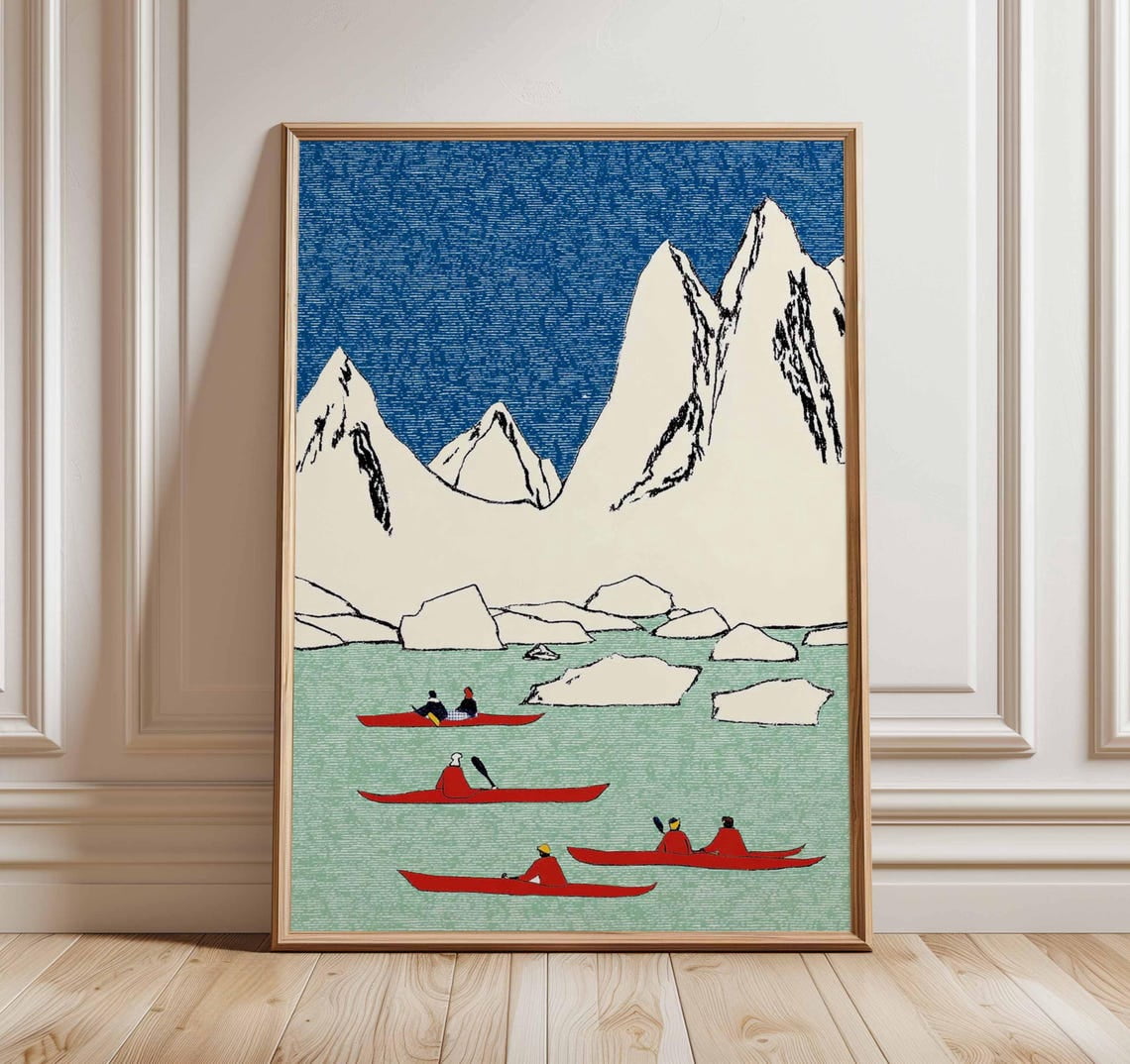 Arctic Adventure Kayaking Ice Mountains Modern Travel Nordic Landscape ...