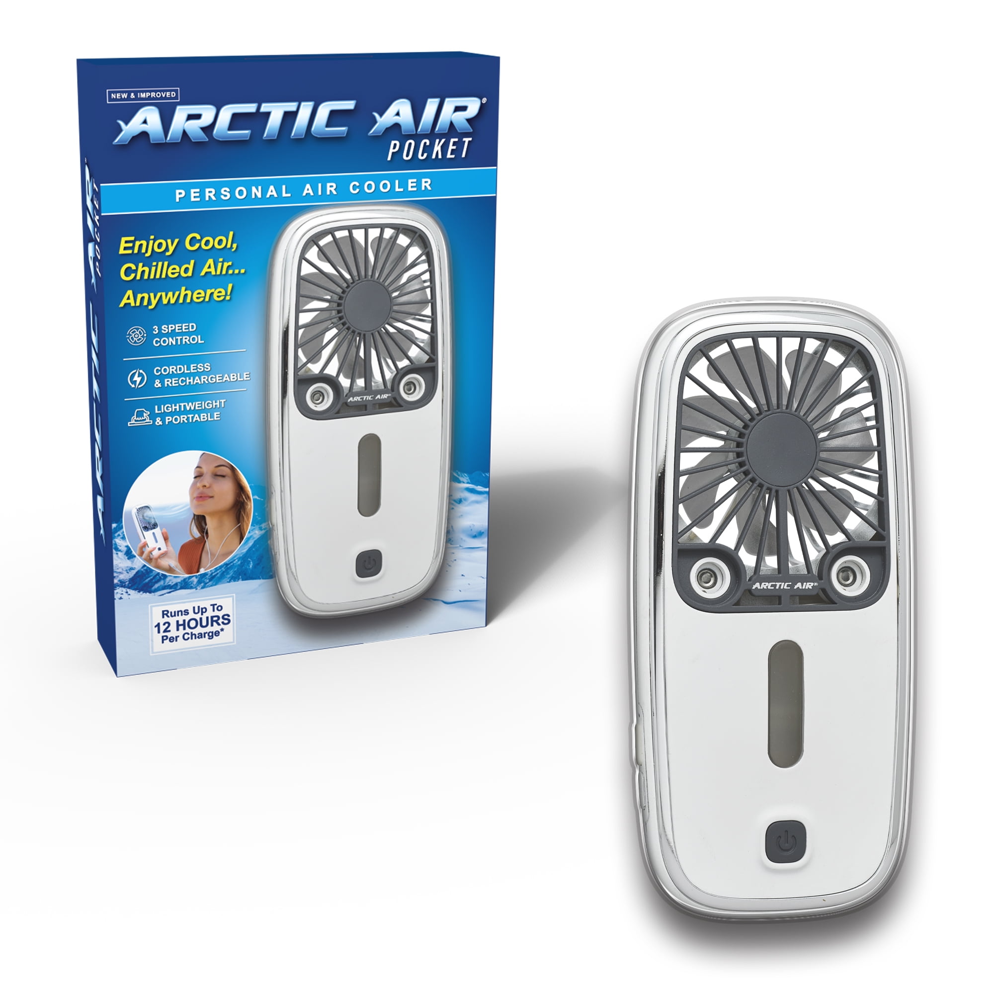 Arctic Air® Pocket Hand Fan, Portable Air Cooler, Dual Cooling Jets ...