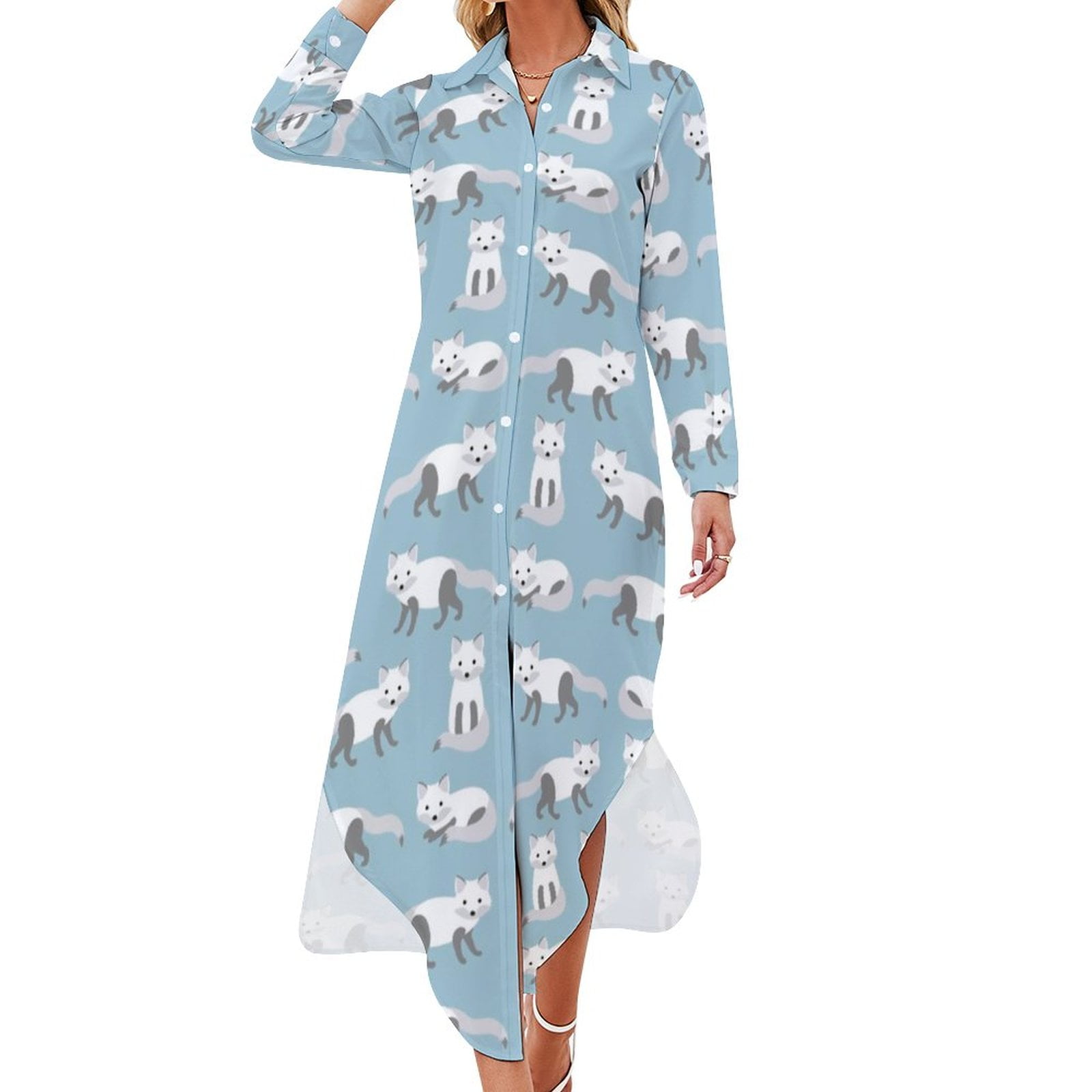Arctic Animal Chiffon Dress Funny Puffins Print Cute Dresses Female ...