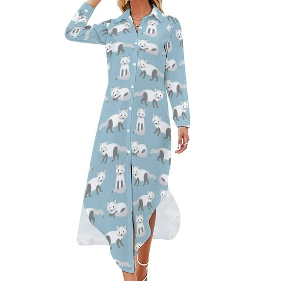 Arctic Animal Chiffon Dress Funny Puffins Print Cute Dresses Female ...