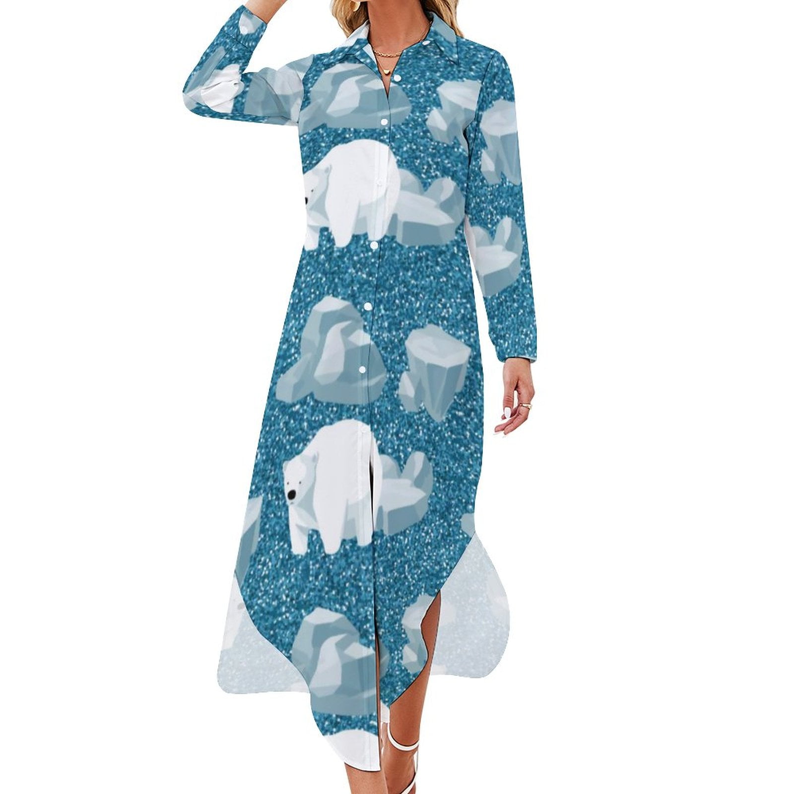 Arctic Animal Chiffon Dress Funny Puffins Print Cute Dresses Female ...