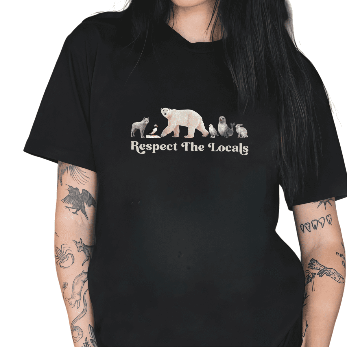 Arctic Animal Combination Black S-5XL Women's Cotton Graphic Tees Print ...