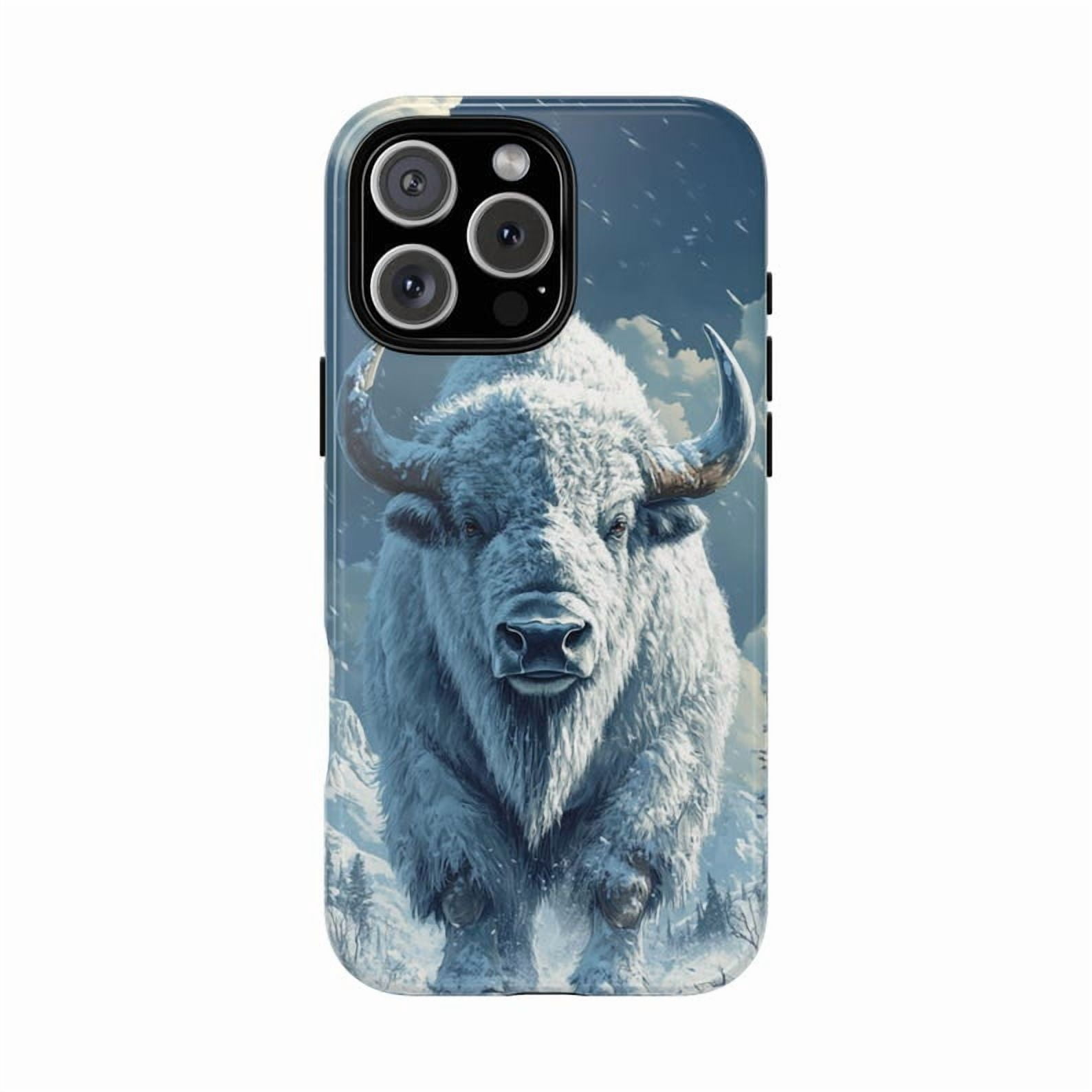 Arctic Bison Snow Landscape Wildlife Art iPhone Case Western Aesthetic ...
