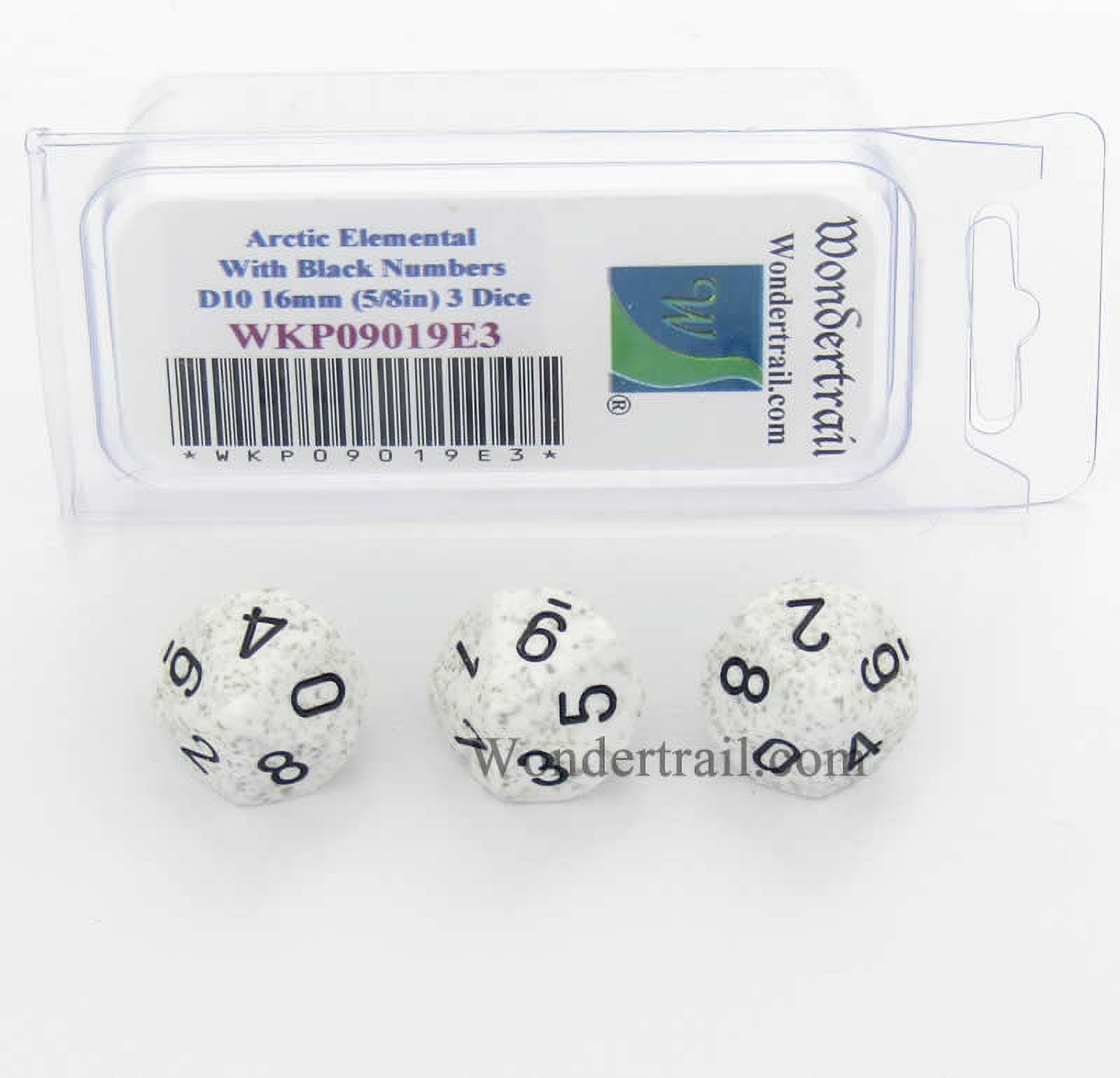 Arctic Camo Elemental Dice with Black Numbers D10 16mm (5/8in) Pack of ...