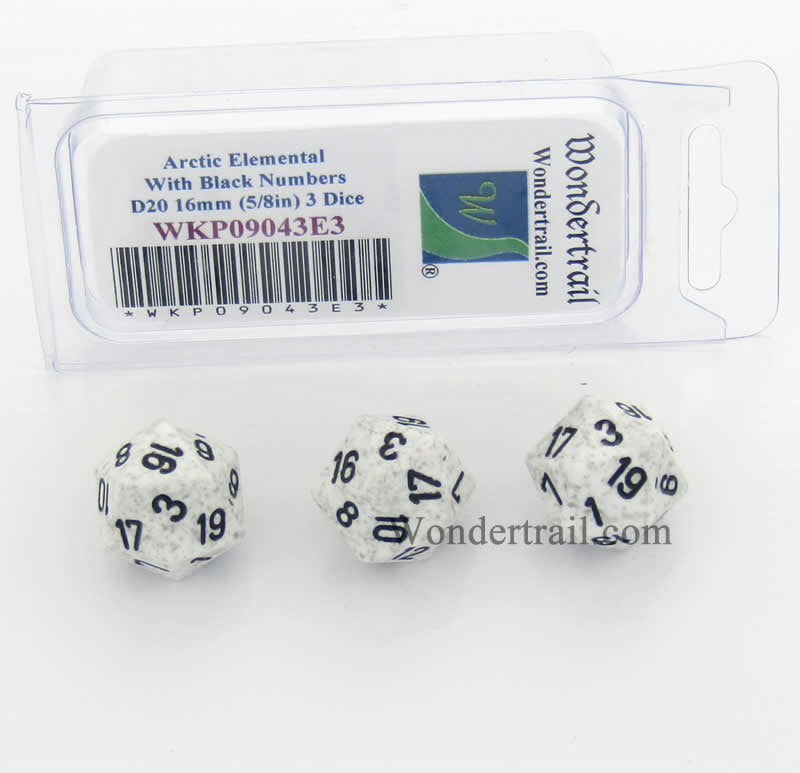 Arctic Camo Elemental Dice with Black Numbers D20 16mm (5/8in) Pack of ...