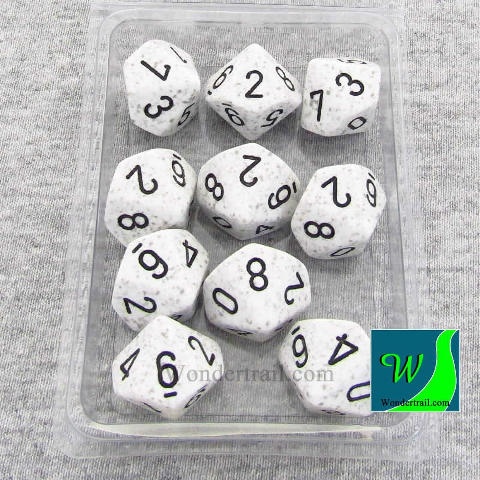 Arctic Camo Speckled Dice with Black Numbers D10 Aprox 16mm (5/8in) Set ...