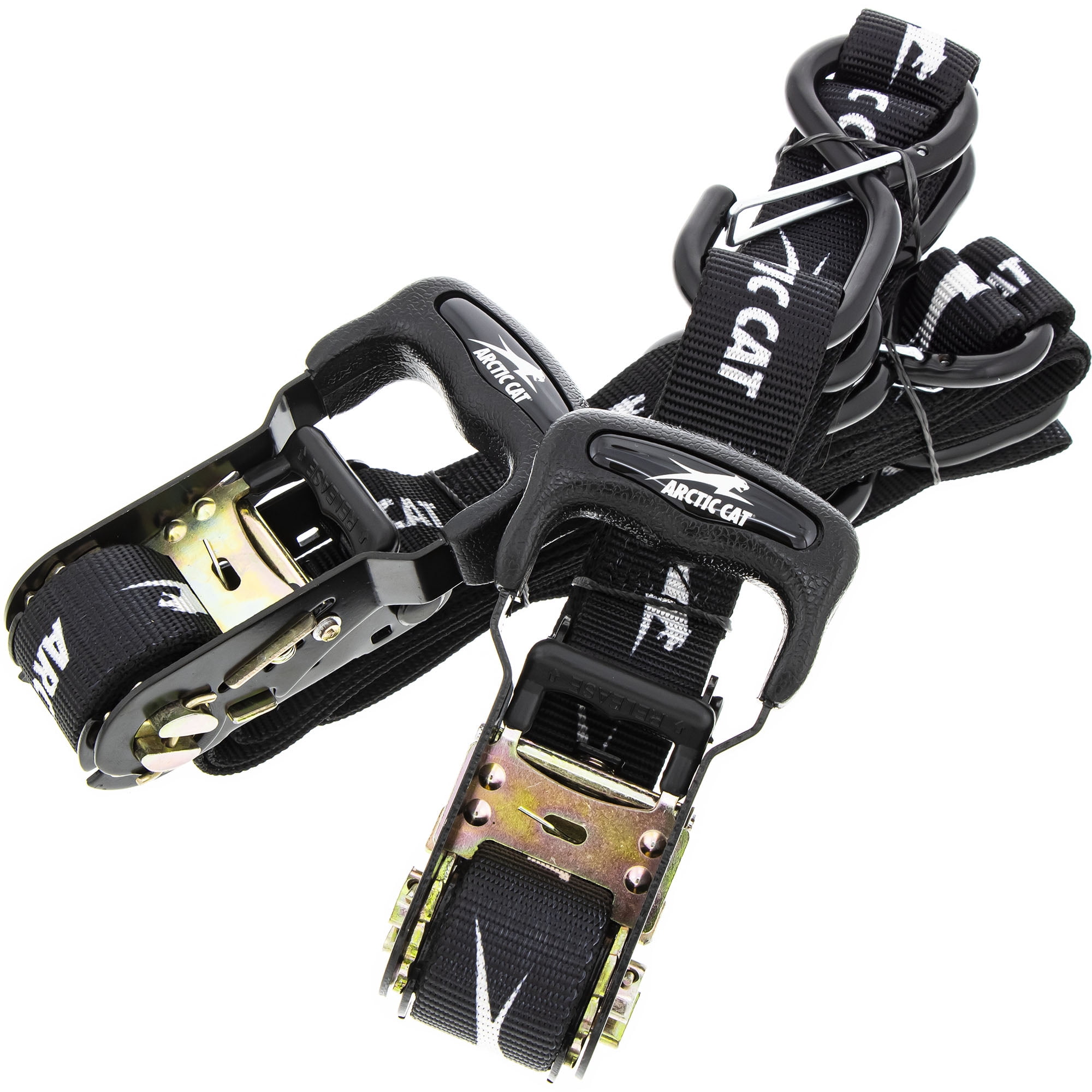 Arctic Cat 7639-183 Black Tie Down Ratchet Straps w Clip Spring Loaded ...
