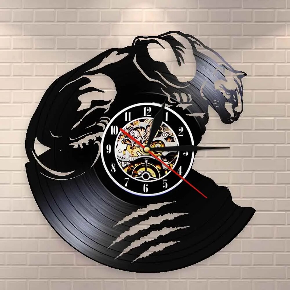 Arctic Cat Panther Vinyl Wall Clock,Vinyl Record Clock Wall Art Black ...