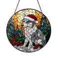 Arctic Dog Snow Scene Stained Glass Style Window Suncatcher Hanging ...