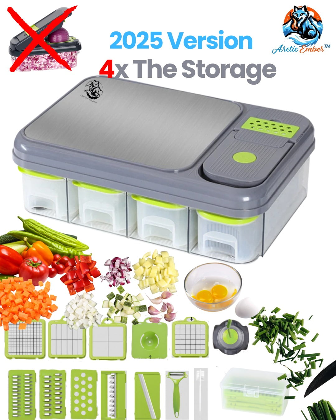 Arctic Ember All-In-One Veggie Chopper Prep Station with Built-In ...