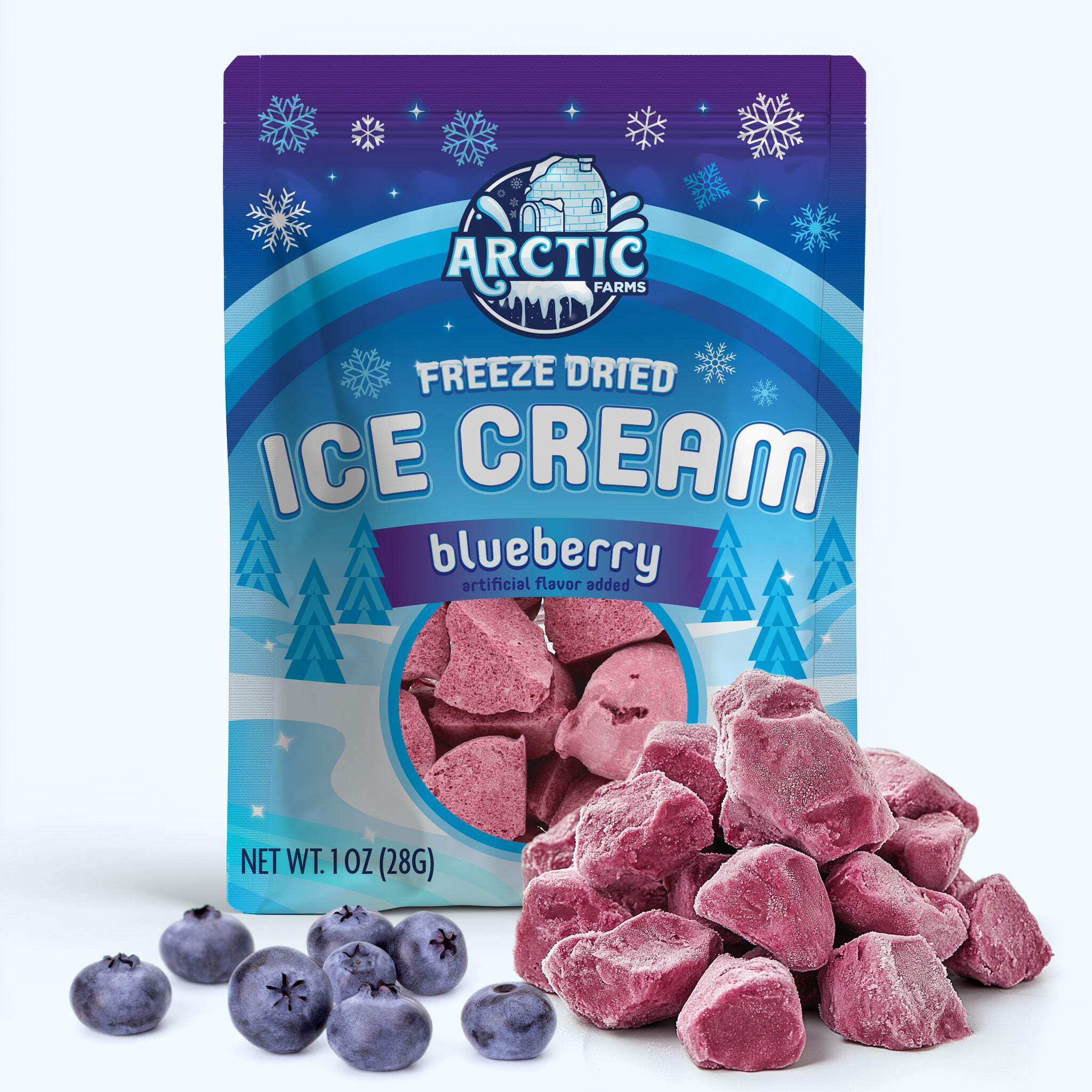 Arctic Farms Freeze Dried Ice Cream that Does Not Melt (Blueberry) (1oz ...