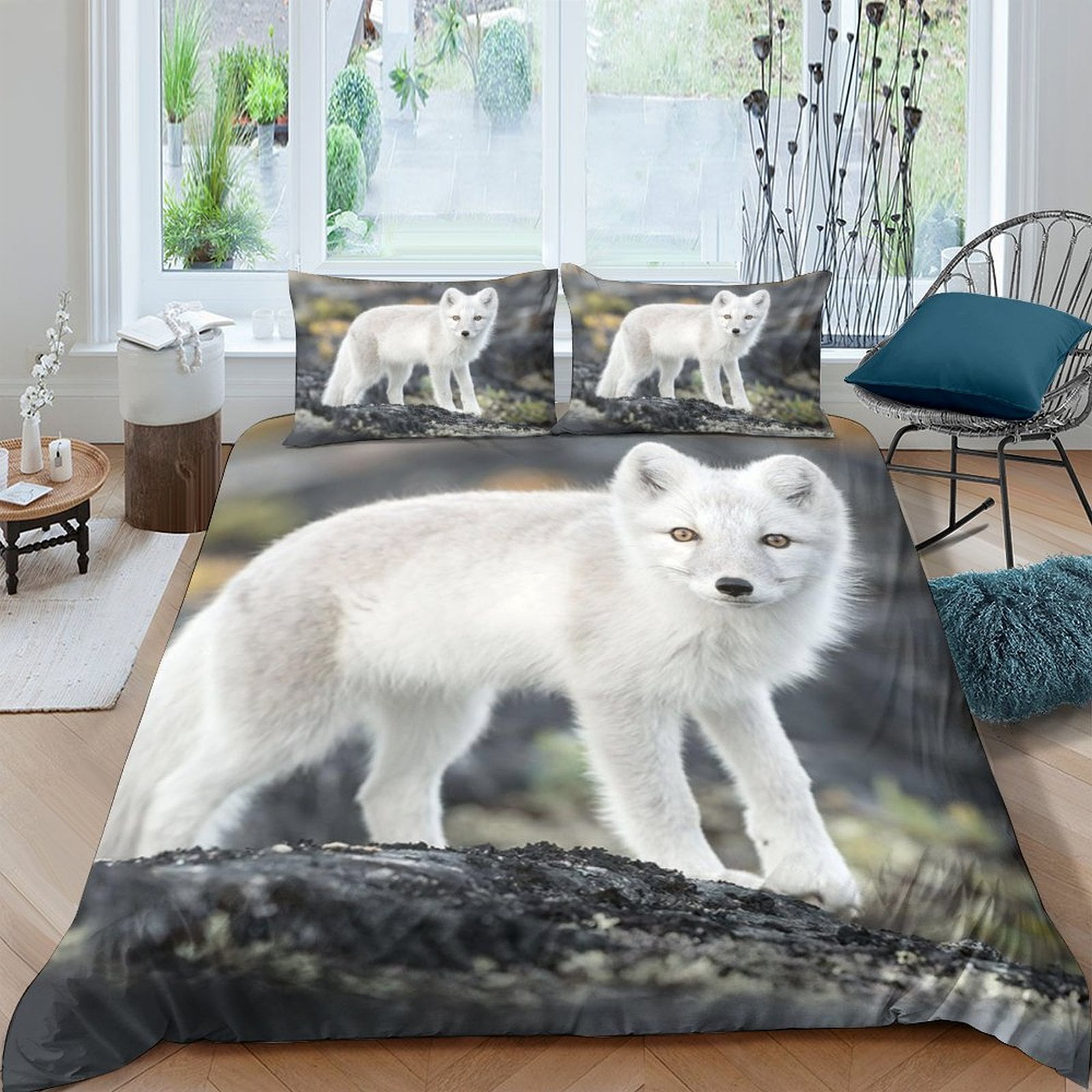 Arctic Fox 3D Printed Bedding Set Quilt Cover Comforter Covers Duvet Cover Microfiber with ...