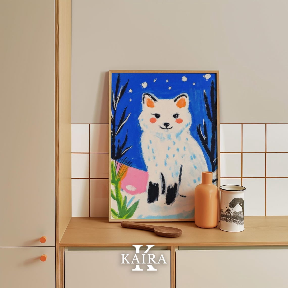 Arctic Fox Art Print Poster Whimsical Winter Wildlife UNFRAMED Poster ...