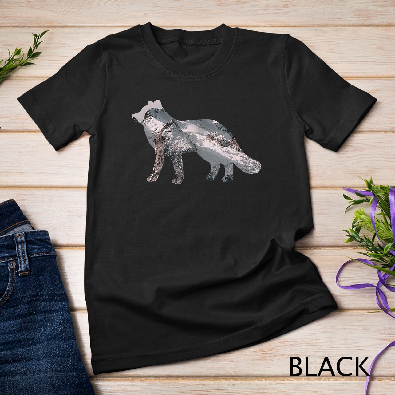 Arctic Fox Colorful Design With Landscape - Animal Print Unisex T ...