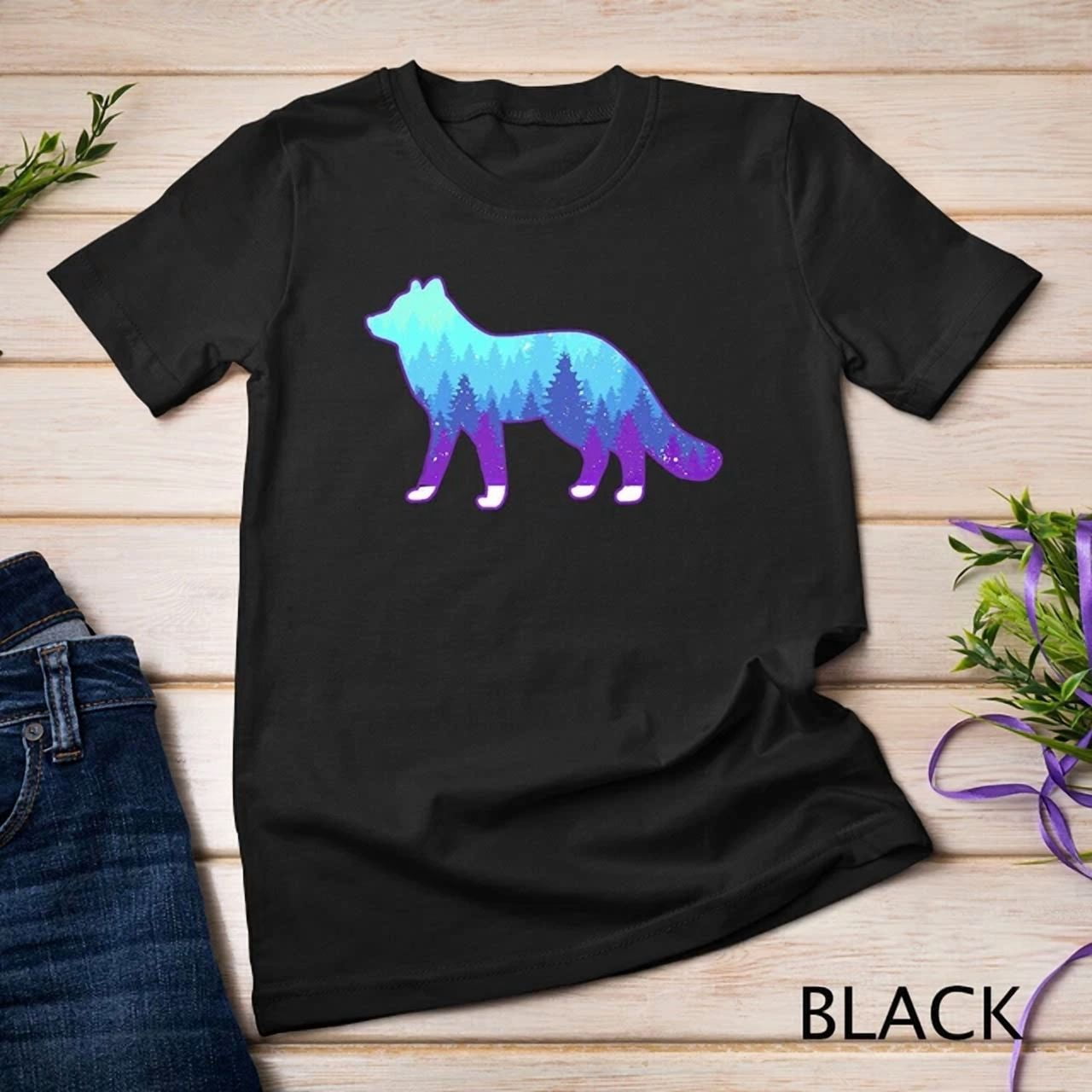 Arctic Fox Design With Landscape - Animal Print Arctic Fox T-Shirt ...