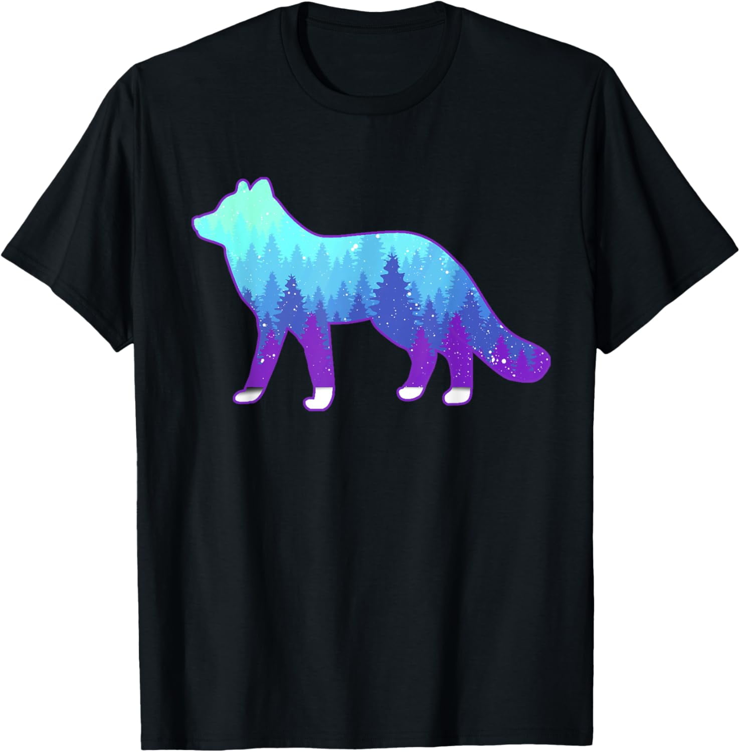 Arctic Fox Design with Landscape - Animal Print Arctic Fox T-Shirt ...