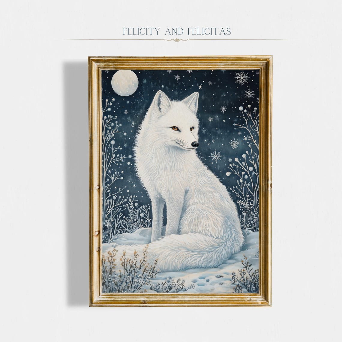 Arctic Fox Wall Art, William Morris Style, Winter Wonderland Art, Cute ...