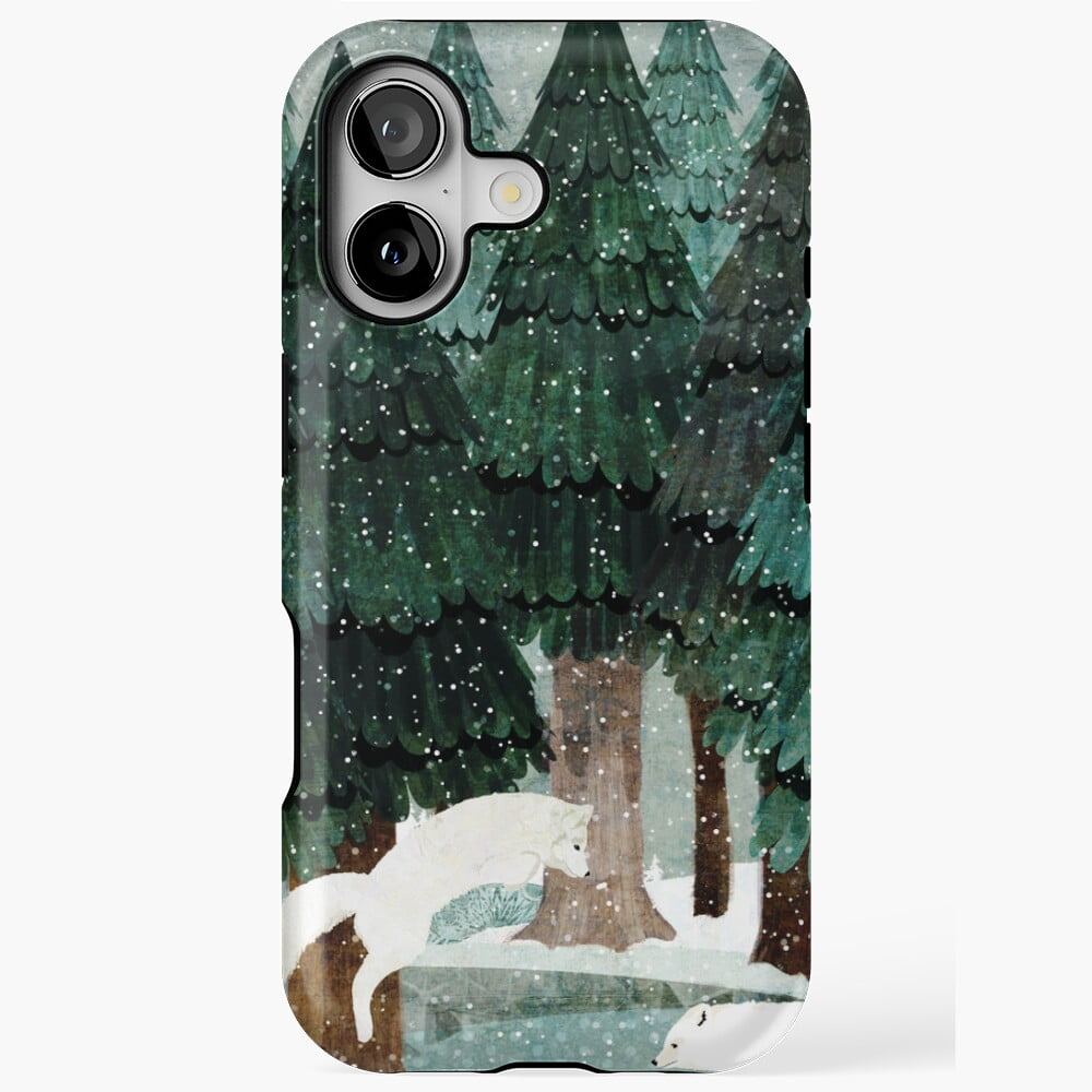 Arctic Foxes in Snow Minimal Design Phone Case for iPhone 17 through 11 ...