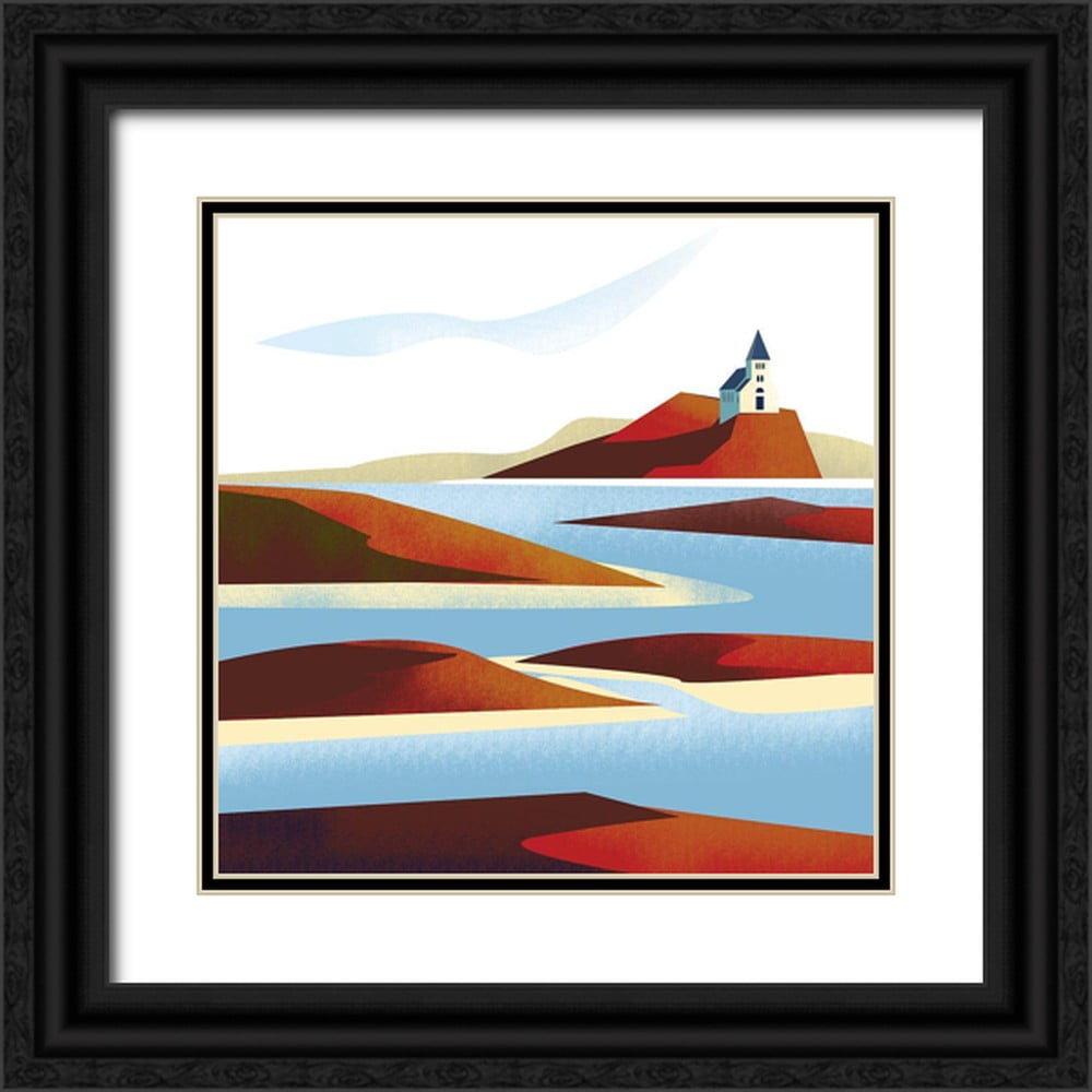 Arctic Frame 12x12 Black Ornate Wood Framed with Double Matting Museum ...