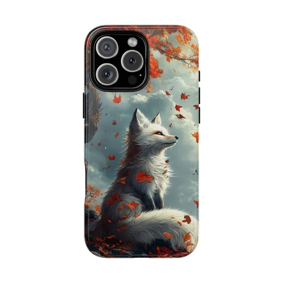 Arctic Kitsune Fox Orange Tree Winter Scene Case for iPhone 11-17 Pro ...