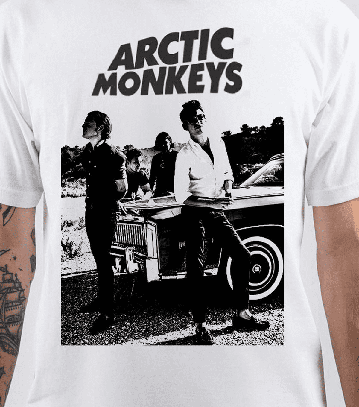 Arctic Monkeys rock band poster T-shirt white Short sleeve All Sizes ...