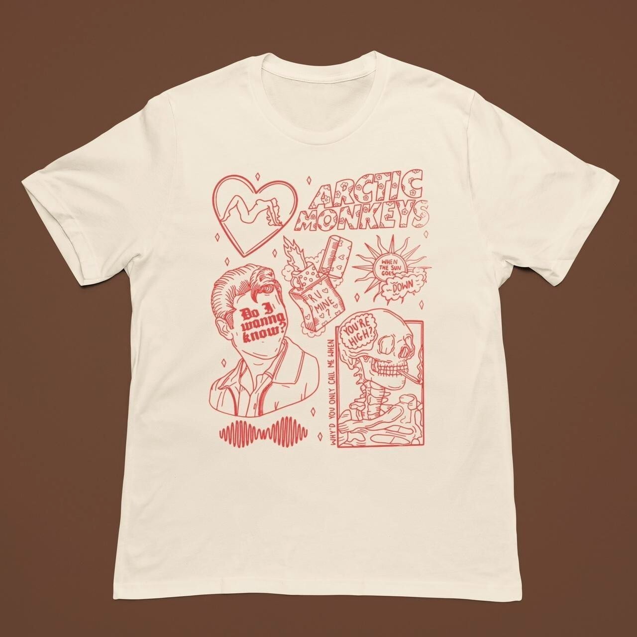 Arctic Monkeys rock tour music band short sleeve white color shirt ...