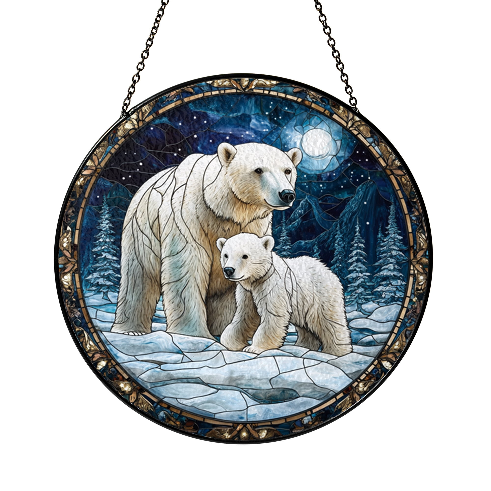 Arctic Mother and Baby Bear Stained Glass Suncatcher, Window Decor ...