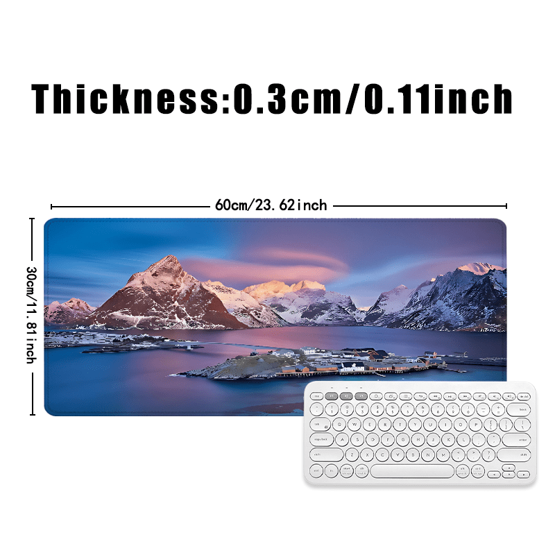 Arctic Mountain Scene Mouse Pad 31.5 x 11.82 inches Rubber Desk Mat ...