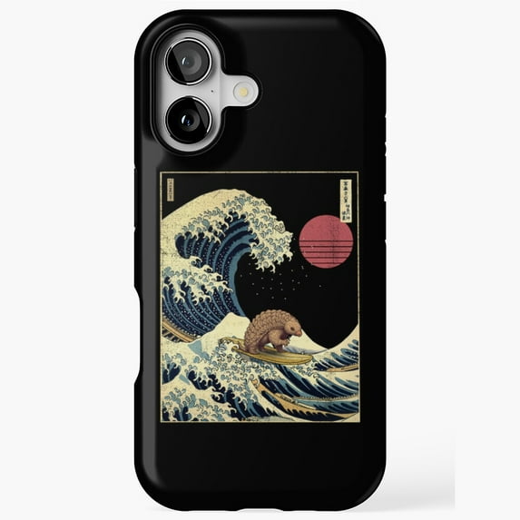 Arctic Pangolin Surfing Japanese Wave Art Case for iPhone 17 through 11 ...