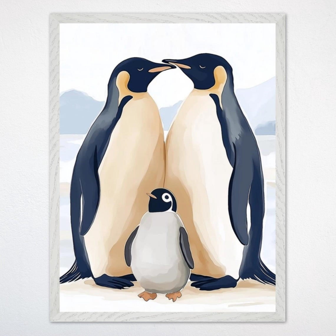 Arctic Penguin Family Nursery Wall Art, Framed Decor For Kids Room ...