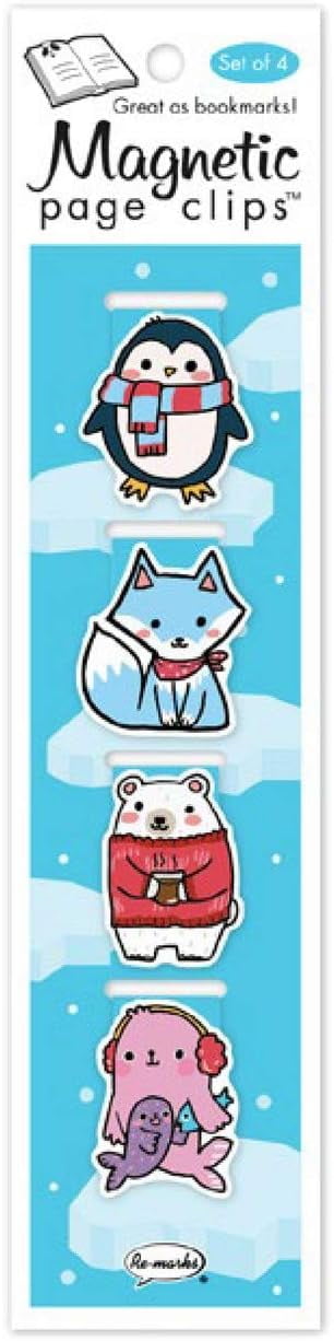 Arctic Penguin, Fox, Polar Bear, Seal Magnetic Page Clips Set of 4 by ...