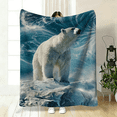 Arctic Polar Bear Glacier-Themed Polyester Flannel Blanket – Soft, Warm ...