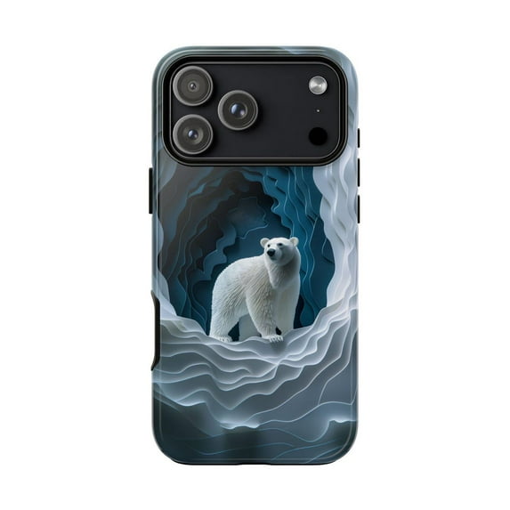 Arctic Polar Bear Inside Ice Cave Paper Art for iPhone 17 16 15 14 13 ...