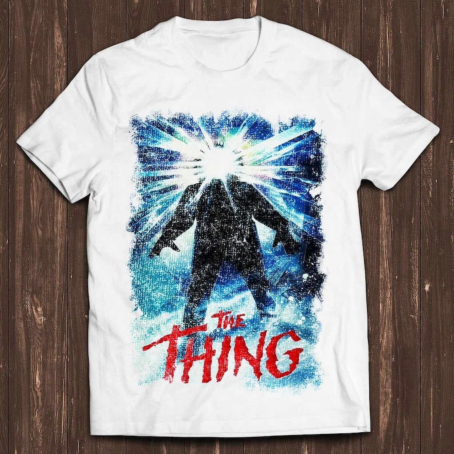 Arctic Sci-Fi Blast Tee, Frozen Creature Silhouette, Retro Horror Nature Scene – Unisex Cotton T ...