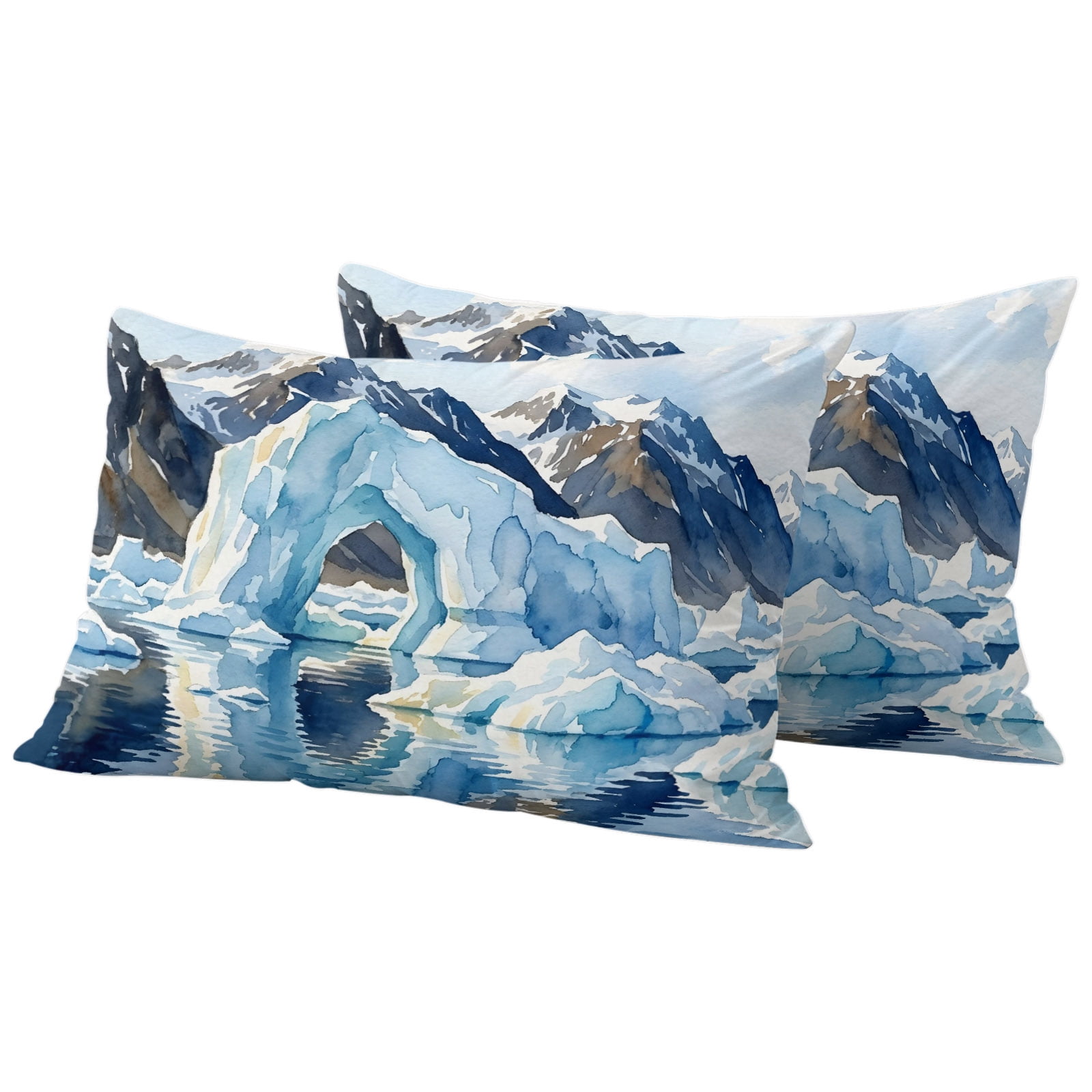 Arctic Sea Outdoor Waterproof Pillow Covers, Coastal Light Blue Natural ...