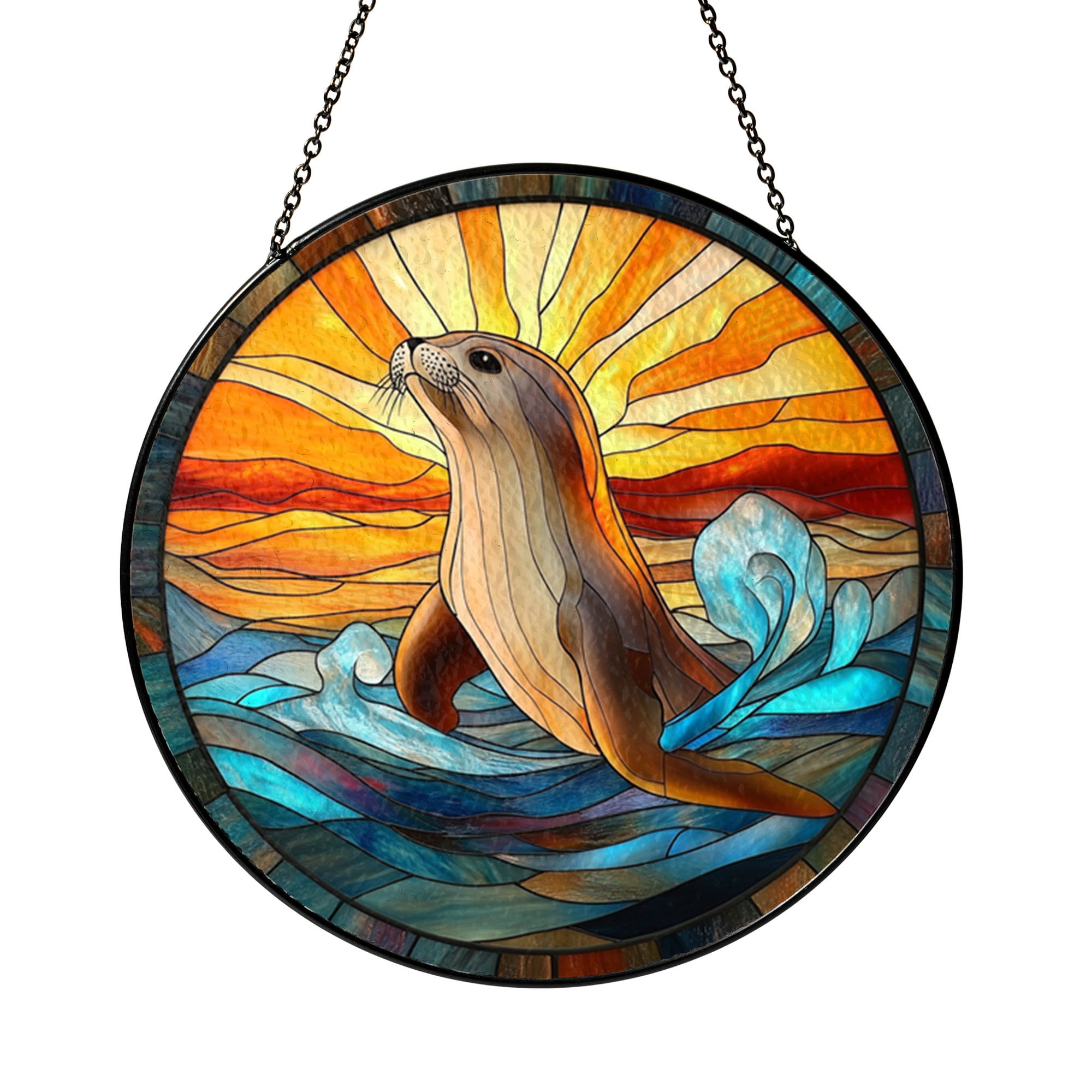 Arctic Seal Stained Glass Suncatcher – Ocean Wildlife Window Art ...