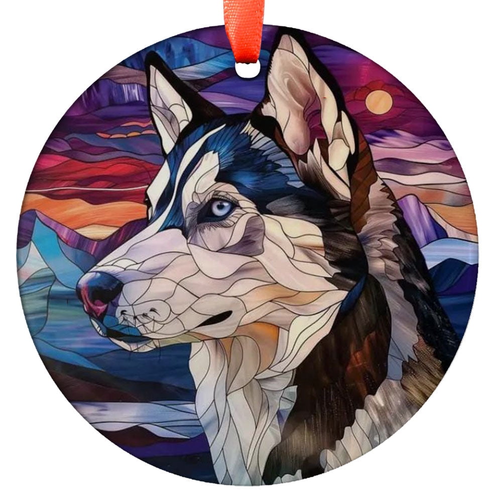 Arctic Sunset Pup: -Style Christmas Ornament - Made With Real Glass ...