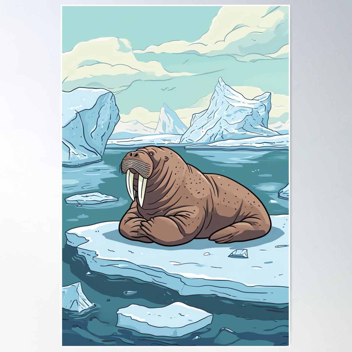 Arctic Walrus Adventure Poster Wall Art, Modern Wall Decor For Living ...