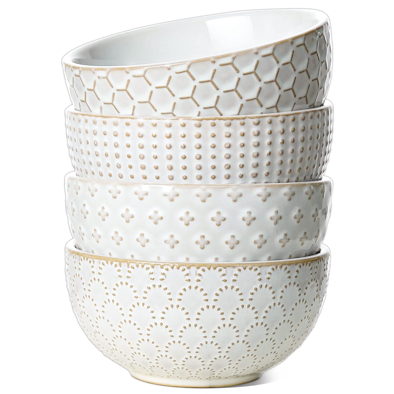 Arctic White 4.5 Inch Ceramic Serving Bowl Set For Dessert, Ice Cream ...