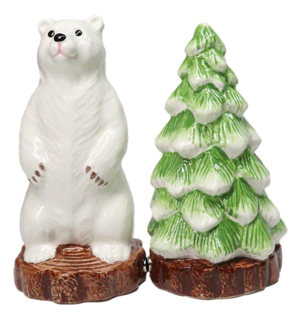 Arctic Wild Snow Polar Bear And Pine Tree Ceramic Salt And Pepper ...