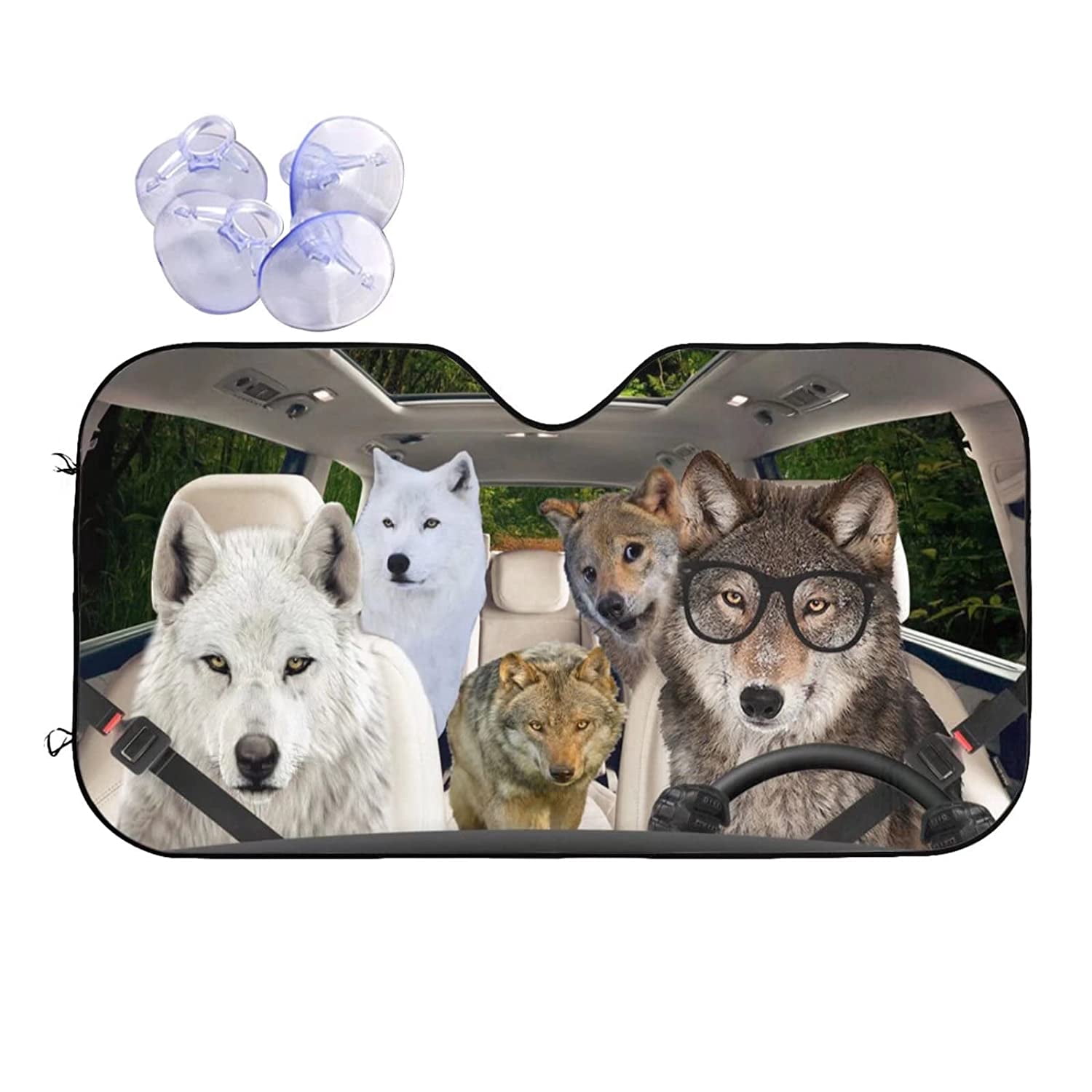 Arctic Wolf Car Sun Shades Windshield Universal Fit Car Sunshade-Keep ...